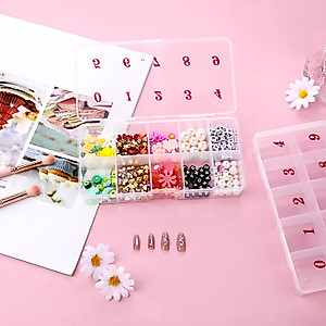 Mozeat Lens 2 Pieces Nail Tip Box Plastic Nail Organizer Storage Boxes with 10 Number Spaces Transparent False Nail Tip Storage Case Container Clear Plastic Grid Box for Fingernail Crystal, Jewelry