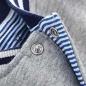 famuka Baby Boy Spring Coat Little Kids Baseball Cardigan Jacket (Grey, 6-12 Months)