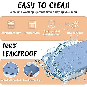 Bento Lunch Box Stainless Steel Lunch Container for Kids, Reusable 4Compartments Metal Lunch Boxes Leakproof Food Meal Prep Lunch Containers for Kids,2P Dip Containers,Dishwasher,Freezer Safe,BPA-Free