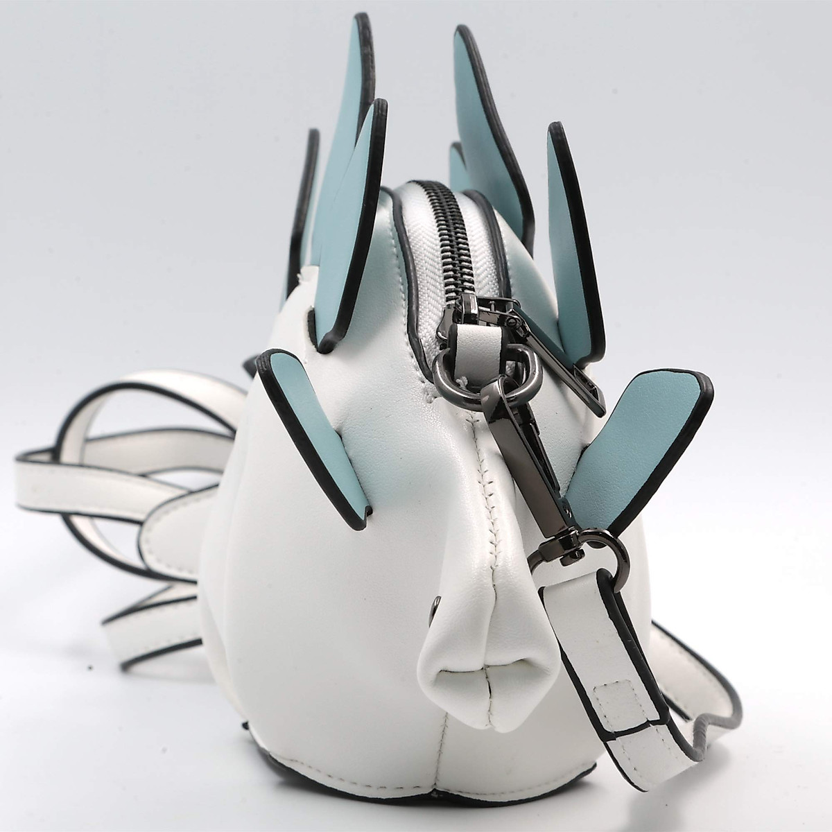 Ondeam Dinosaur Shoulder Purses,PU Stegosaurus CrossBody Bag for Girl Women(White)