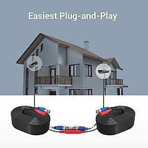 SANNCE 4-Pack 100ft BNC Video and Power Security Camera Cable with BNC Connectors and RCA Adapters for CCTV Camera System 100pcs Cable Clips (Black)