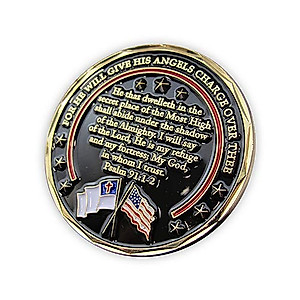 Firefighters Coin, Firefighter Challenge Coin, Pocket Token of Appreciation and Protection. “My God, in whom I Trust”. Gold-Color Plated Challenge Coin. Firefighter Souvenir, Psalm 91 Gift