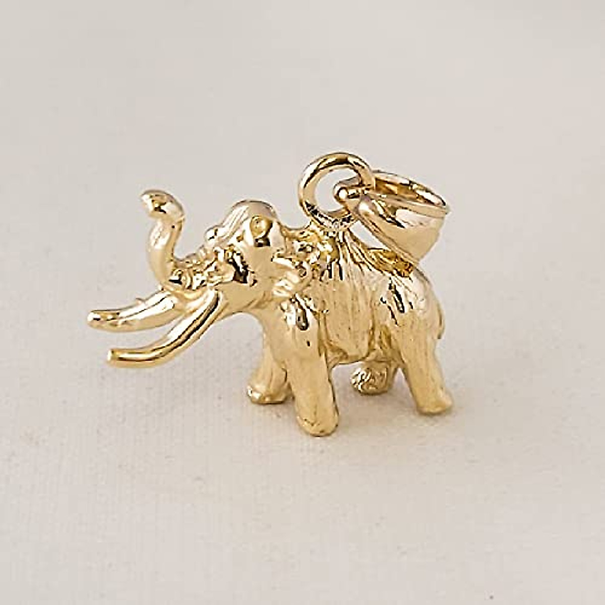 SURANO DESIGN JEWELRY 14k Yellow Gold Woolly Mammoth 3D (3 Dimensional) Solid Pendant, Made in USA