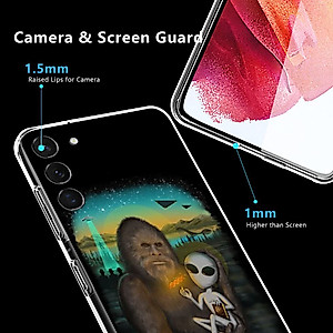 Designed for Samsung S20 FE Case, Vintage Fantasy Aliens and Bigfoot TPU Phone Case for Girls Women Men, Fashion Aesthetic Cool Protective Cover Clear Case