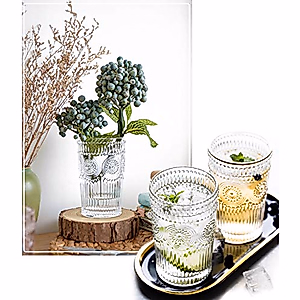 Kingrol 6 Pack 12 oz Romantic Water Glasses, Premium Drinking Glasses Tumblers, Vintage Glassware Set for Juice, Beverages, Beer, Cocktail