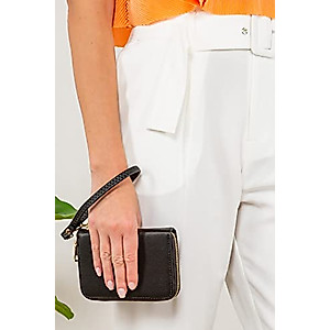 LOVESOME Womens Small Zip Around Wristlet Wallet(Black)