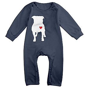 SiYooca Pitbull Heart Long Sleeve Infant Baby Unisex Baby Romper Jumpsuit Onsies for 0-24 Months Bodysuit Black