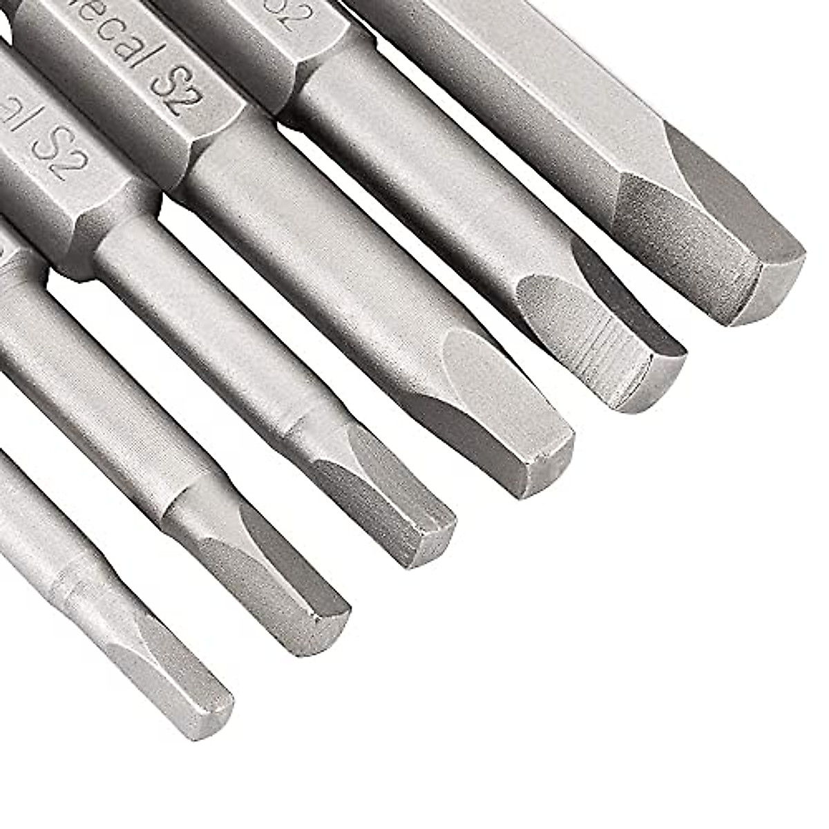 Rocaris 6 pcs 1/4 Inch Hex Shank Long Magnetic Square Head Screwdriver Bits Set Power Tools SQ1, SQ2, SQ2.7, SQ3, SQ4, SQ5 For Poket Hole Jig- 2 inch Length