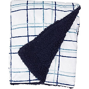 Lila & Jack Reversible Mink and Sherpa Baby Blanket, Newborn - Toddler Blanket 30 X 40 Inches (Mix Grid)