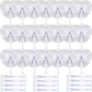 Unittype 150 Packs Wedding Paper Fans Heart Shaped Folding Paper Fans White Handheld Fans Accordion Paper Fans for Wedding Decorate Guests Favor Anniversary Birthday Party Supplies Home Decor