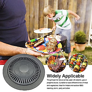 Korean Style Stovetop,Round Iron Stick-Proof Barbecue Plate Tray,Roasting Round Grill Pan for Indoor Outdoor BBQ,Stovetop Plate for Cooking Meat/Vegetable