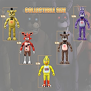 Minaso Action Figures Set, 5 Pcs Action Figures Toys, 5.5 Inches Movable Joints Collectible Toys Set with Light for Toys Dolls Gifts Cake Toppers