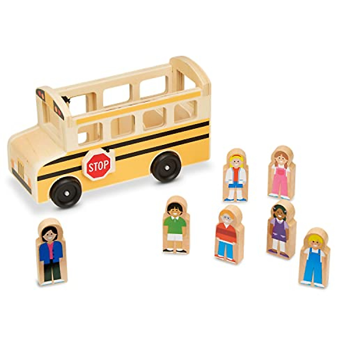 Melissa & Doug School Bus Wooden Play Set With 7 Figures - School Bus Toddler Toy For Pretend Play, Classic Toys For Kids