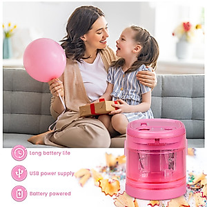 Eagle Electric Pencil Sharpener, Battery or USB Operated, Dual Holes, Dual Blades, fit for Pencils of Size 6-8mm and 9-12mm (Pink)