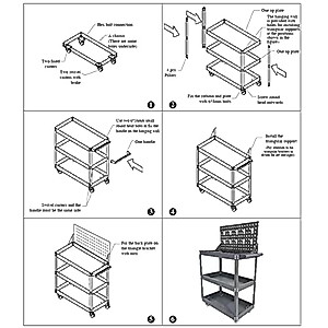 JOY-TECH 3-Tier Utility Rooling Tool Cart, Heavy Duty Industrial Service Tool Cart w/Lockable Wheels, 350lbs Load Capacity, Mechanic on Wheel,Garage Organizers and Storage