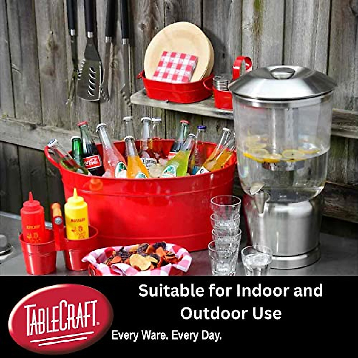 Tablecraft 2.5 Gallon Drink Dispenser with Fruit Infuser & Stand | BPA Free | Tritan Stainless Steel | Cold Beverage Dispenser for Catering, Buffet or Home Use (75)