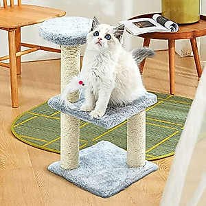 Small Cat Scratching Toy-Small Kitten Toy, Cat Toys for Indoor Cats, Kittens Post and Dangling Ball for Indoor Kittens and Cat Tree Small, Great for Kittens, Made for Kitten and Small Cat 16" Height