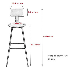 CUYOCA Bar Stools Bar Chairs with Back, 30 Inch Barstools with Metal Legs, Faux Leather Upholstered for Pub, Restaurant, Kitchen Island (Dark Brown)