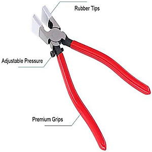 8 Inch Key Fob Pliers Attach Rubber Tips, Glass Running Plier for Key Fob Hardware Install and Stained Glass Work, with Adjustable Screw