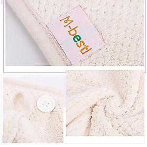 M-bestl 2 Pack Hair Towel Wrap,Hair Drying Towel with Button, Microfiber Hair Towel, Dry Hair Hat, Bath Hair Cap (Pink&Beige)