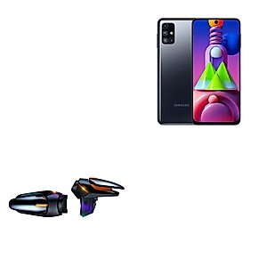 BoxWave Gaming Gear Compatible with Samsung Galaxy M42 - Touchscreen QuickTrigger Auto, Trigger Buttons Autofire Gaming Mobile FPS - Jet Black