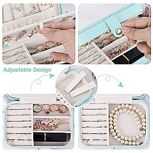 homchen Travel Jewelry Organiser Cases, Jewelry Storage Box for Necklace, Earrings, Rings, Bracelet (Box-TBlue)