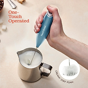 Powerful Handheld Milk Frother, Mini Milk Foamer, Battery Operated (Not included) Stainless Steel Drink Mixer with Frother Stand for Coffee, Lattes, Cappuccino, Frappe, Matcha, Hot Chocolate.