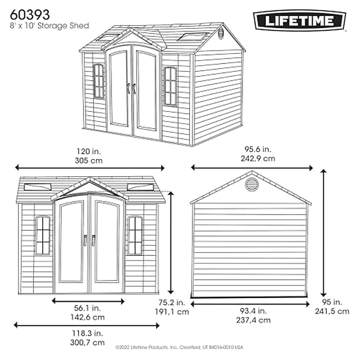 Lifetime Outdoor Storage Shed, 10 x 8 Foot