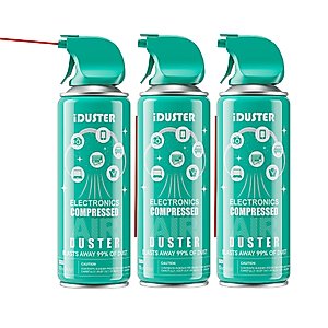 Compressed Air Duster Cleaner for Keyboard - iDuster Air Cans for Cleaning Dust, Hairs, Crumbs, Scraps for Laptop Computer Jewelry Camera, 3 Packs