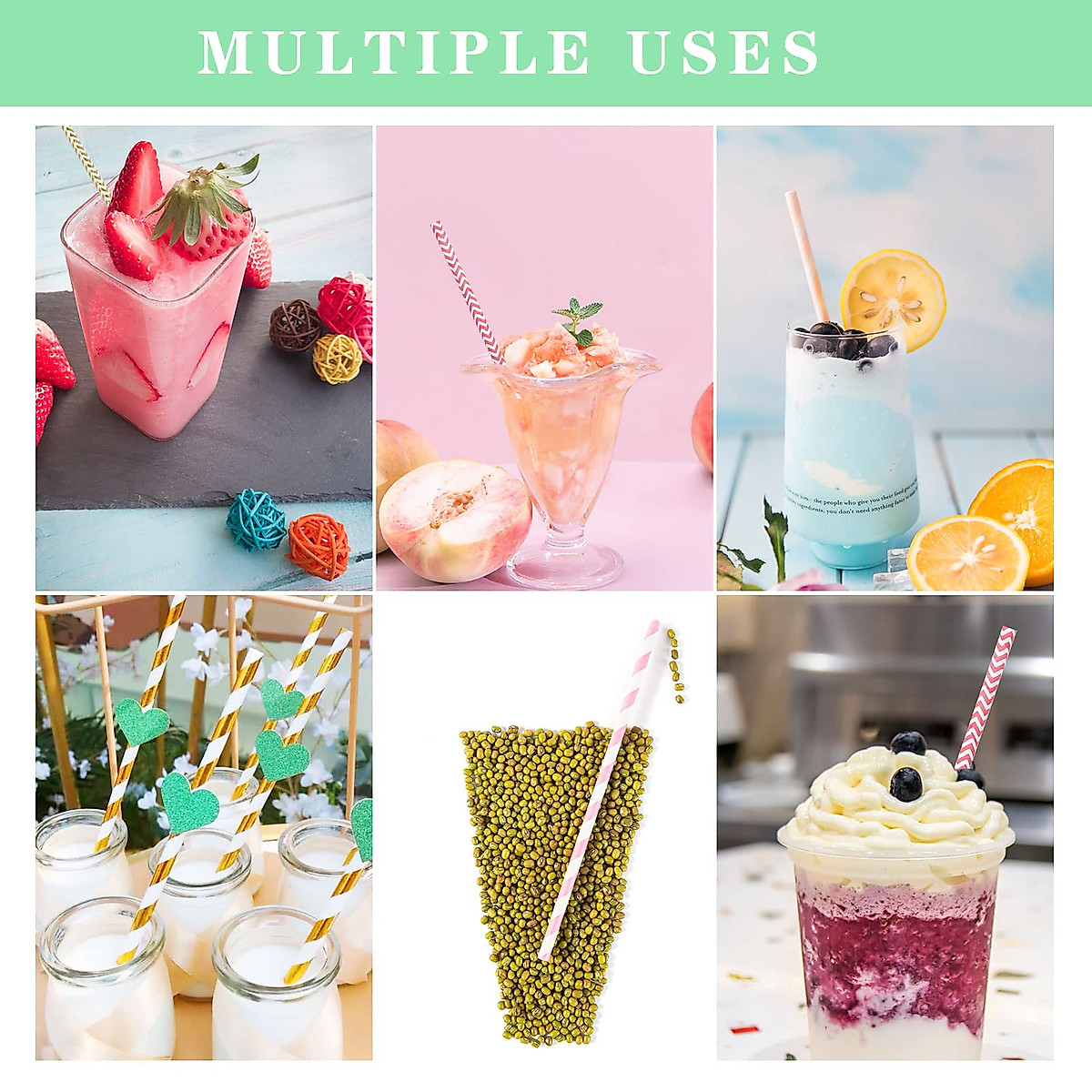 200Pcs Jumbo Straws - Colorful, Extra Long & Durable