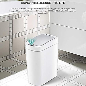 WENLII 7L Home Intelligent Trash Can Automatic Induction Electric Waste Bins Kick Barrel Battery Version Trash Can for Kitchen Bathroom