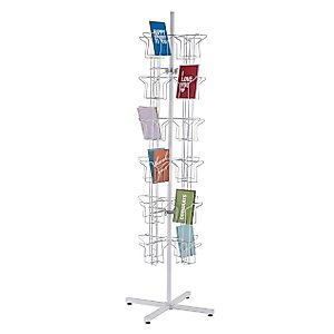 SSWBasics Rotating Greeting Card Rack - 48 Pocket - Overall Dimension: 65”H x 16”D - 48 Pockets Total (Each 5”W x 7”H x 1 5/8”D) - Perfect for Thrift, Retail, Grocery, and Convenience Stores