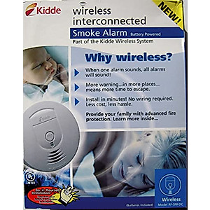 Kidde Wireless Smoke Detector, AA Battery Operated (Included), Ionization Sensor Wire-Free Interconnect Smoke Alarm