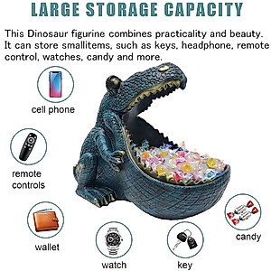 CUZOKOLA Dinosaur Statue Big Funny Unique Candy Bowl for Office Desk Animal Candy Dish for Office Desk Decor and Key Bowl for Entryway Table and Blue Playful Teal Candy Bowls Decorative Home Decor