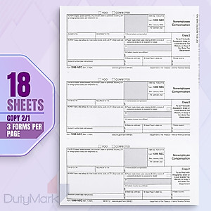1099 NEC Tax Forms 2022, and 25 Security Envelopes, 25 4 Part Laser Tax Forms Kit, Great for QuickBooks and Accounting Software, 2022 1099 NEC, 25 Pack