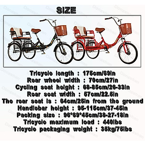 DONGSHAN Tricycle Adult 20'' 3-Wheel Bicycle Folding Bikes Comfortable seat, Rear Enlarged Food Basket Shock-Absorbing Front Fork for Parents to Pick up and Drop Off Children Load 440lbs (Black)