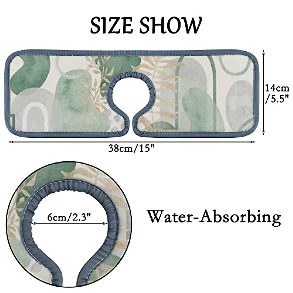 Kitchen Faucet Absorbent Mat 4 Pieces Watercolor Modern Green Gold Leaf Faucet Sink Splash Guard Bathroom Counter and RV,Faucet Counter Sink Water Stains Preventer