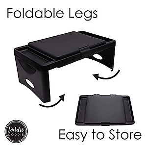 Foldable Lap Desk with Storage Pocket | Perfect use for Children's Activites, Travel, Breakfast in Bed, Gaming and Much More! Great for Kids and Teens! (Black)