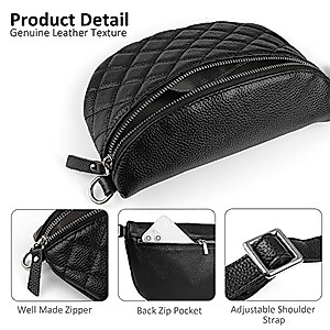 befen Small Quilted Leather Fanny Packs for Women, Cross Body Fanny Pack Belt Bag for Women Casual Look - Diamond Quilted Black