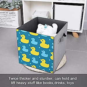 Yellow Rubber Ducks Collapsible Storage Bins Cubes Organizer Trendy Fabric Storage Boxes Inserts Cube Drawers 11 Inch