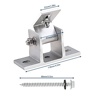 Copgge Adjustable Solar Panel Tilt Mount Bracket Solar Panel Roof Mount Stand RV Solar Panel Mounts Clamp Tilt Angle 10°-60° Individually Flat Roof Mount Holder for Solar Panel 400 W, 500 W (4)