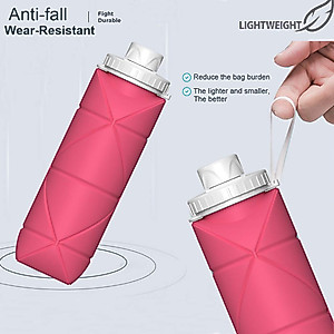 SPECIAL MADE Collapsible Water Bottles Cups Leakproof Valve Reusable BPA Free Silicone Foldable Travel Water Bottle Cup for Gym Camping Hiking Travel Sports Lightweight Durable (pink)