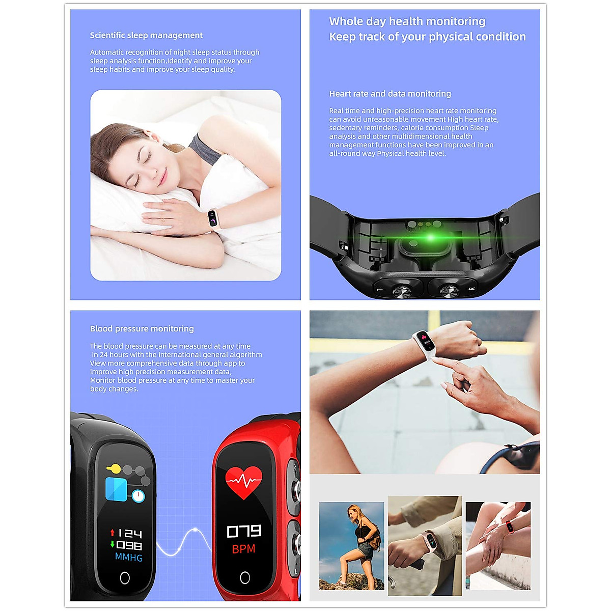 N8 2 in 1 Smartwatch with Earbuds Smart Bracelet TWS Wireless Bluetooth Headset Combo Bluetooth Call Heart Rate Blood Pressure Sleep Monitor Women Men Sport Fitness Tracker (Black)