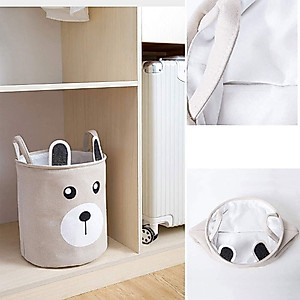 XYDZ Children's Laundry Basket Collapsible Fabric Nursery Storage Bin Cute Organizer Large Foldable Hamper for Home Closet Laundry Cartoon Clothes Bag Toys Storage Stylish Apricot Ear Bear Design