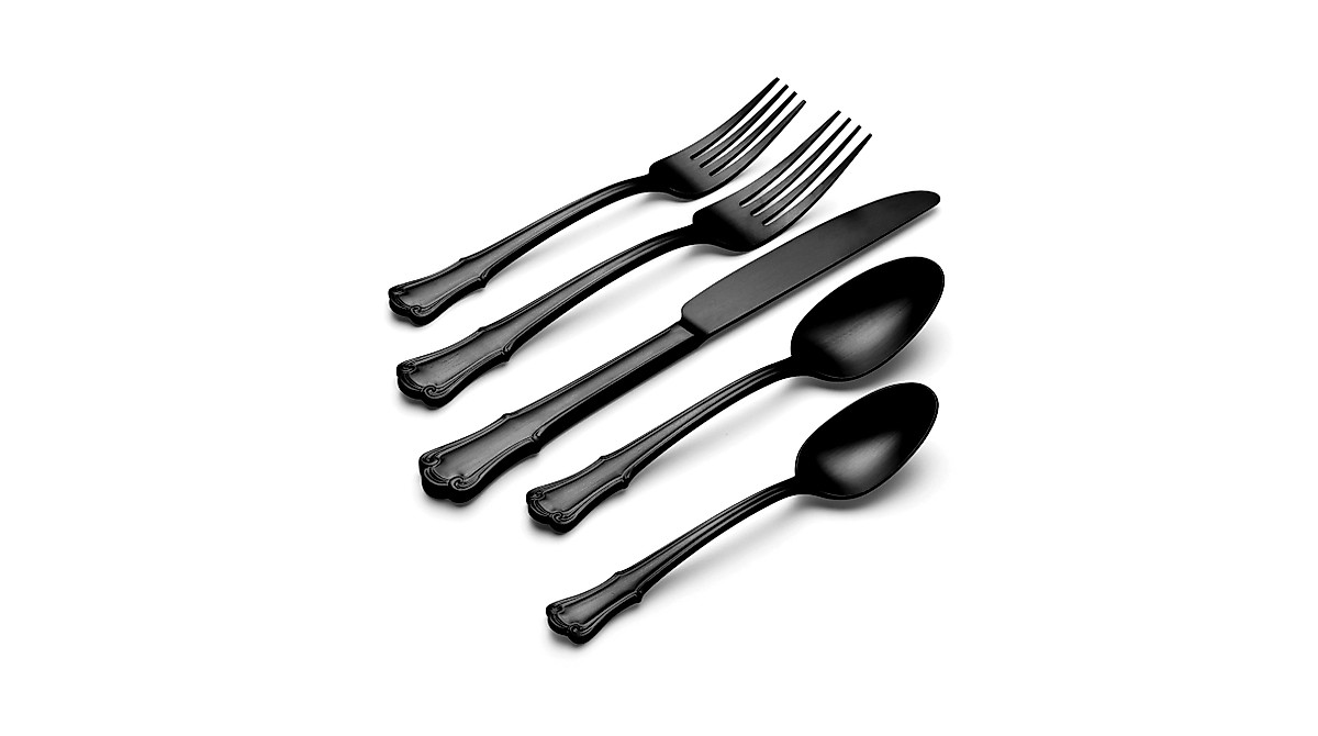 Oneida Satin Black James Street 20-Piece Flatware Set for Modern Dining