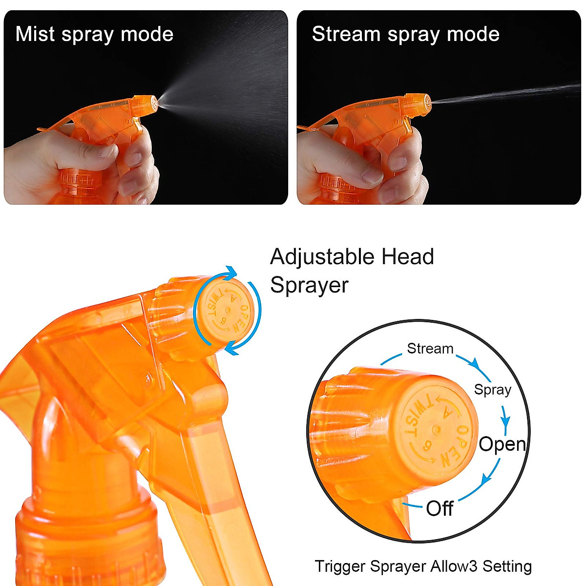 6 Pcs Spray Bottles 17 oz / 500ml Empty Colorful Adjustable Nozzle Spray Bottles with 1 Funnel Essential Oils Travel Spray Bottles for Cleaning Solutions Planting Aromatherapy Makeup Hair