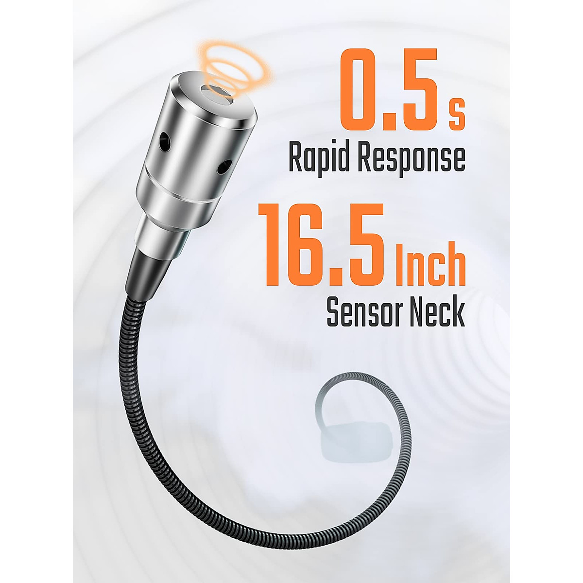 Natural Gas Detector, TopTes PT520A Gas Leak Detector with 17-Inch Gooseneck, Locating The Source of Propane, Natural Gas, and Combustible Gas Leak for Home and RV (Includes Battery x3) - Orange