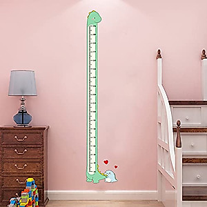SUPERDANT 2 Sheets/Set Cartoon Height Growth Chart Wall Sticker Green Cute Cartoon Dinosaur Self-Adhesive Height Wall Decal for Play Room Nursery Bedroom Living Room Decor 35"x12"