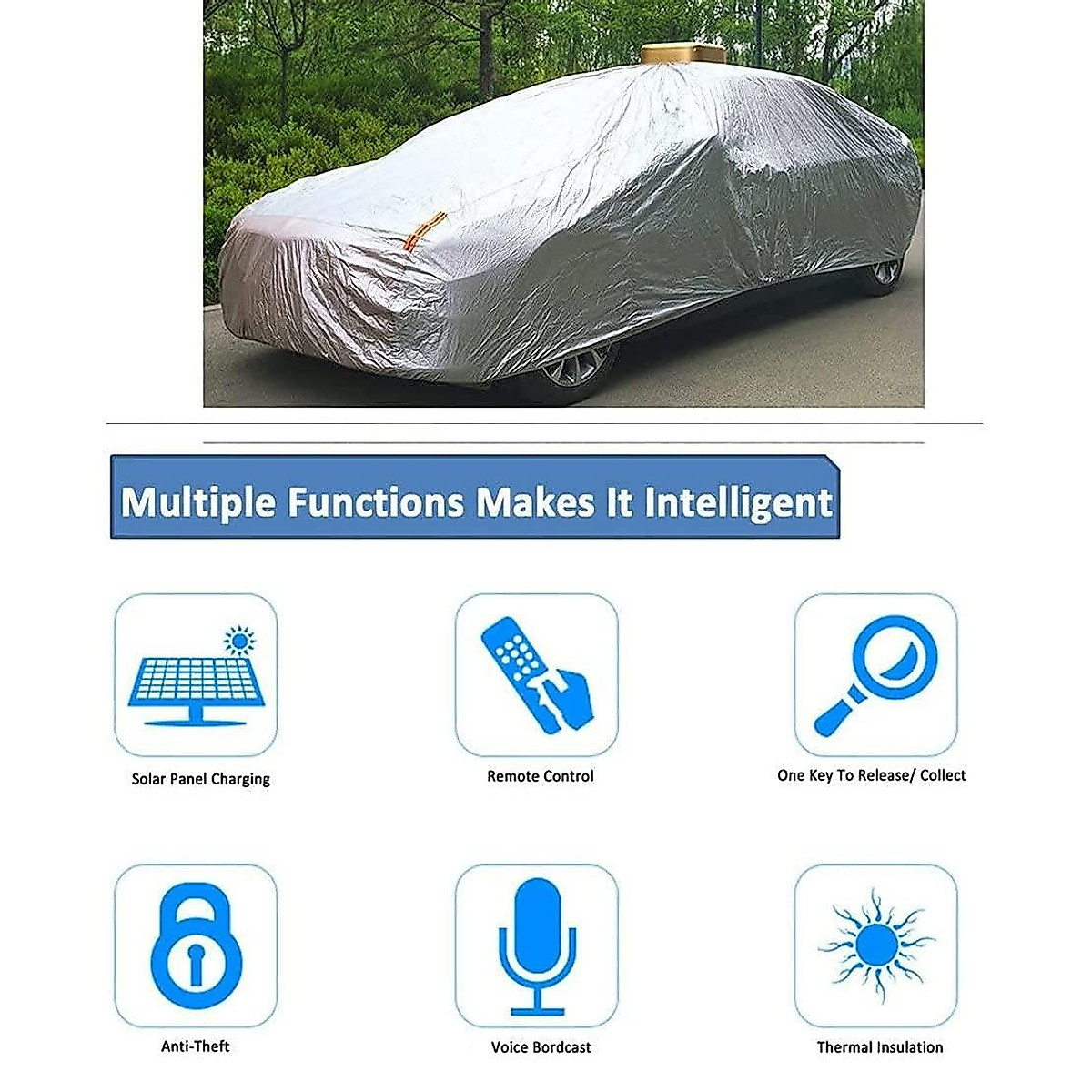 Solar Fully Automatic Car Cover, Sunproof Sun Shade Canopy Universal Movable Carport, uick and Convenient to Protect Your Car, Fit for Sedan, SUV, MPV,Gold-SUV