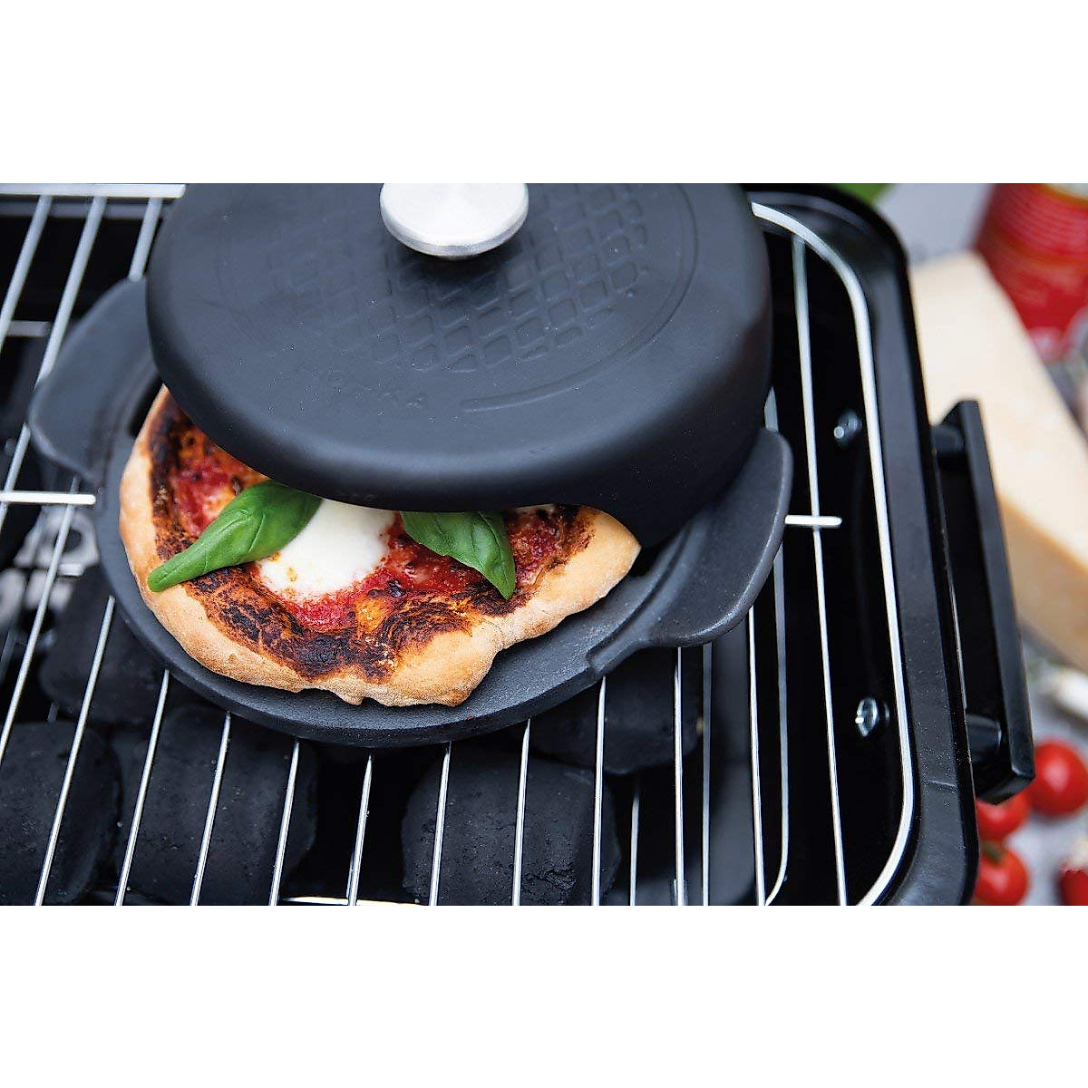 Boska Stainless Steel Pizza Baker - Cast Iron Pizza Pan - For Cooking, Baking, Grilling - Durable, Even-Heating, and Versatile Kitchen Cookware - Dual Handle Pan